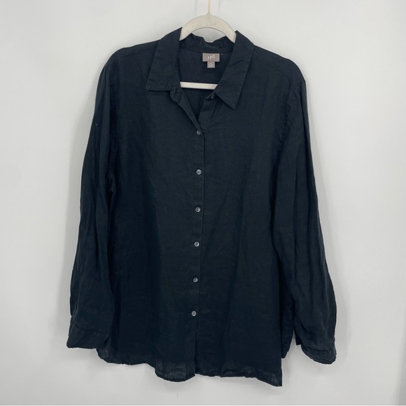 J. Jill | Tops | J Jill Love Linen Tunic Womens L Tall Black Long ...